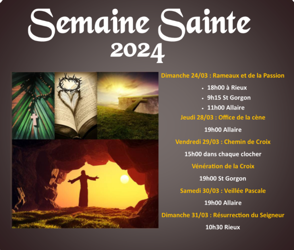 Calendrier Semaine Sainte 2024 | Allaire Eglise